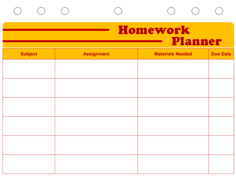 16+ Printable Homework Planner Templates [WORD, EXCEL & PDF] - Word ...