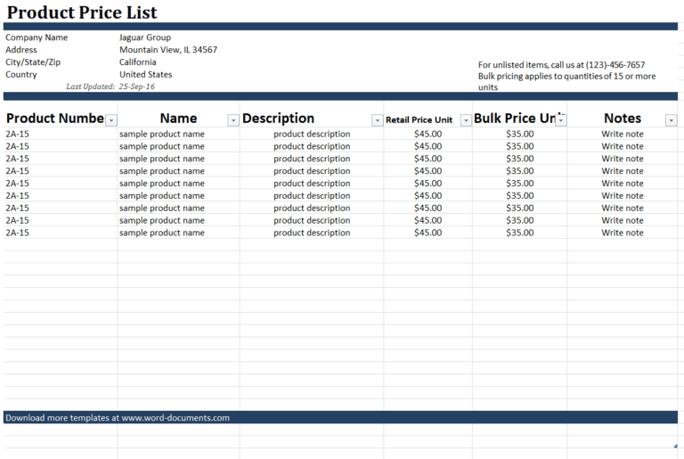 25+ Sample Price List Templates in WORD & EXCEL Templates - Word Excel ...